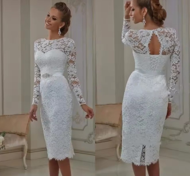 Langarm I Linie Brautkleid Iva Wadenlang aus Spitze – Damenmode 2025